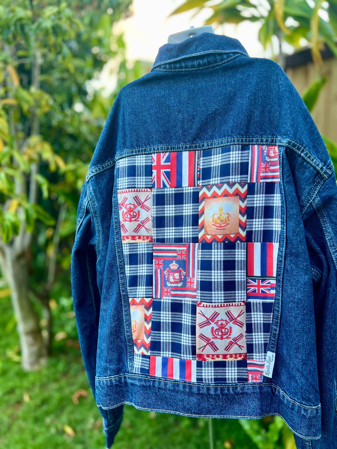 Custom Handmade Hawaiian Flag/palaka Print Fabric Patchwork Jeans ...