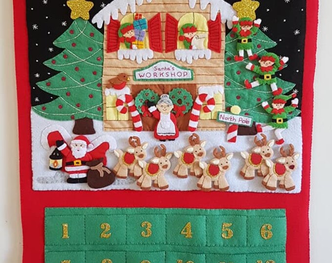 Felt Advent Calendar PATTERN & TUTORIAL 'santa's | Etsy