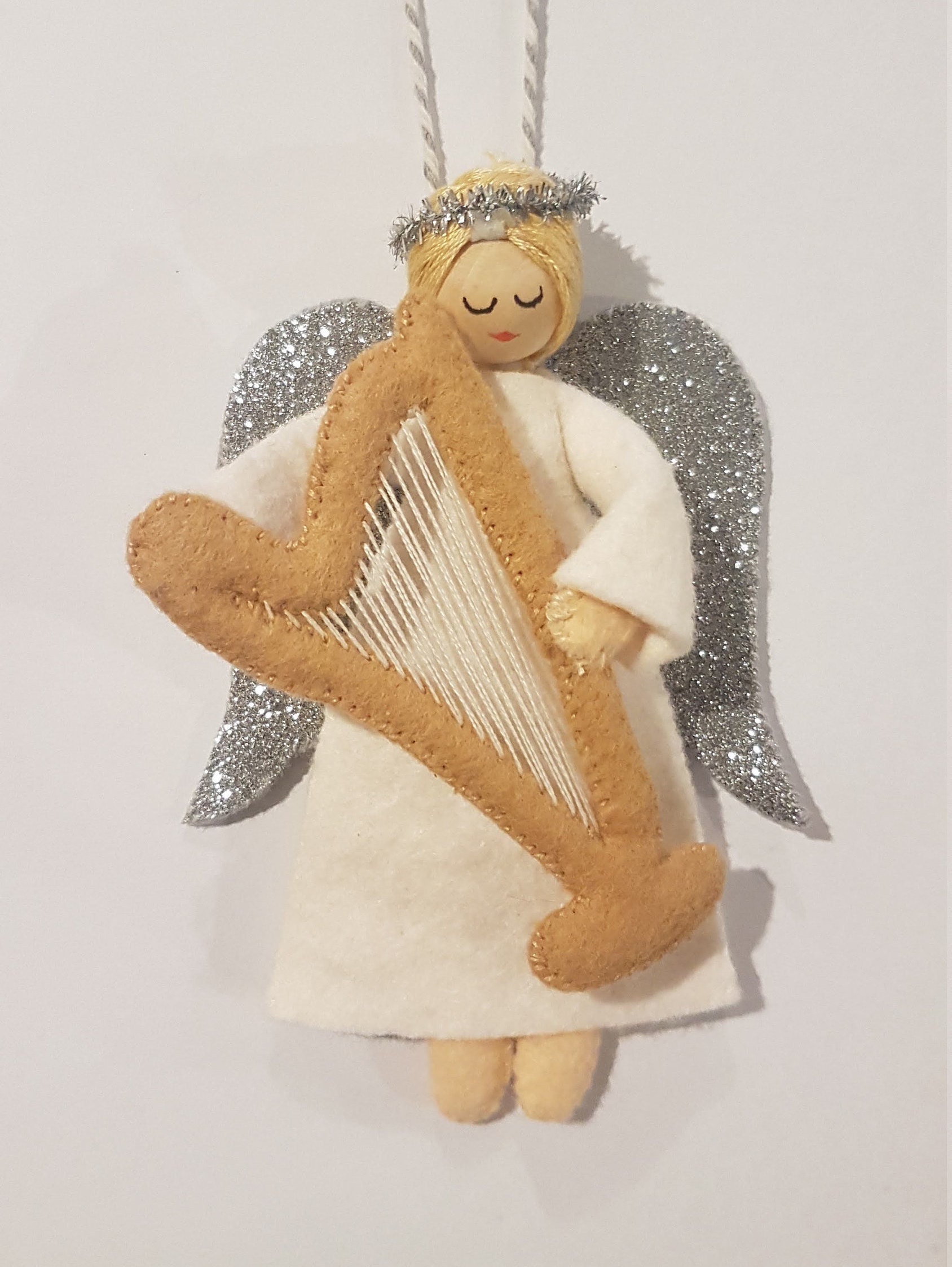 PDF Pattern and Tutorial for 'angel Playing the Harp', an Ornament From ...