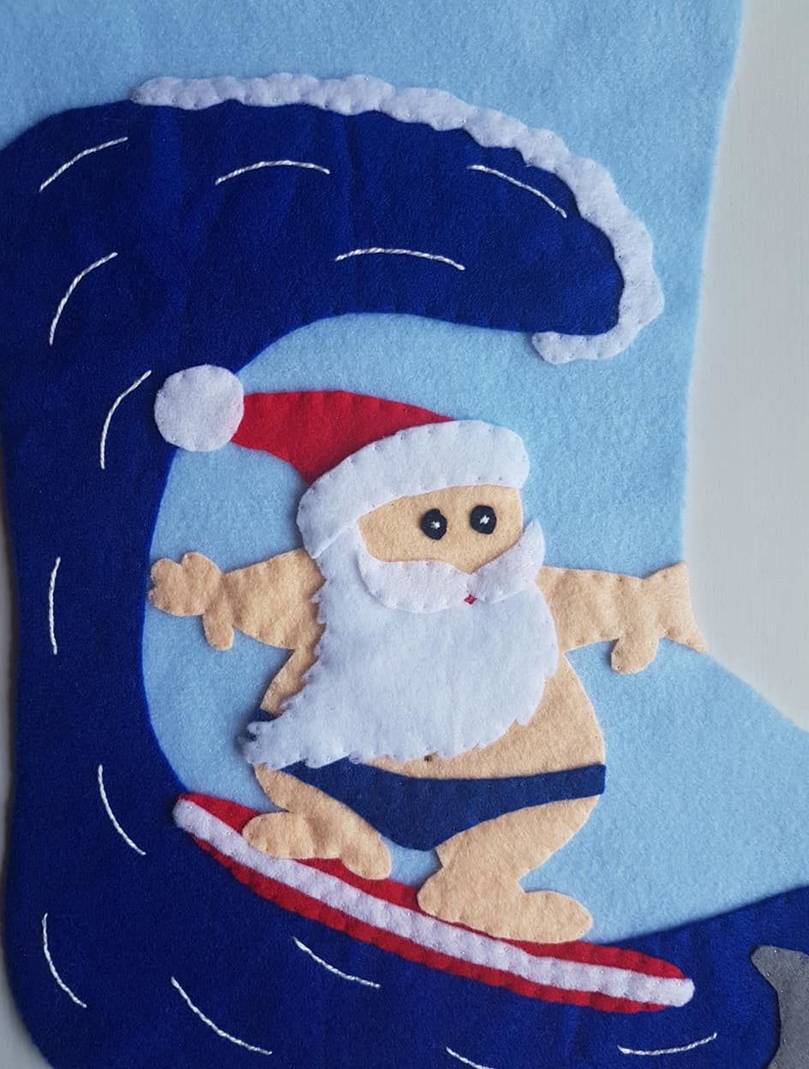 Santa Surfing Felt Christmas Stocking (personalized) - Etsy
