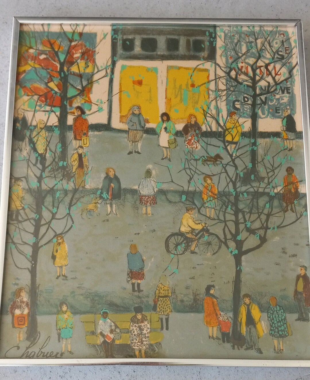 Nathalie Chabrier French Art Print Litho Paris Spring Street Scene Ca ...