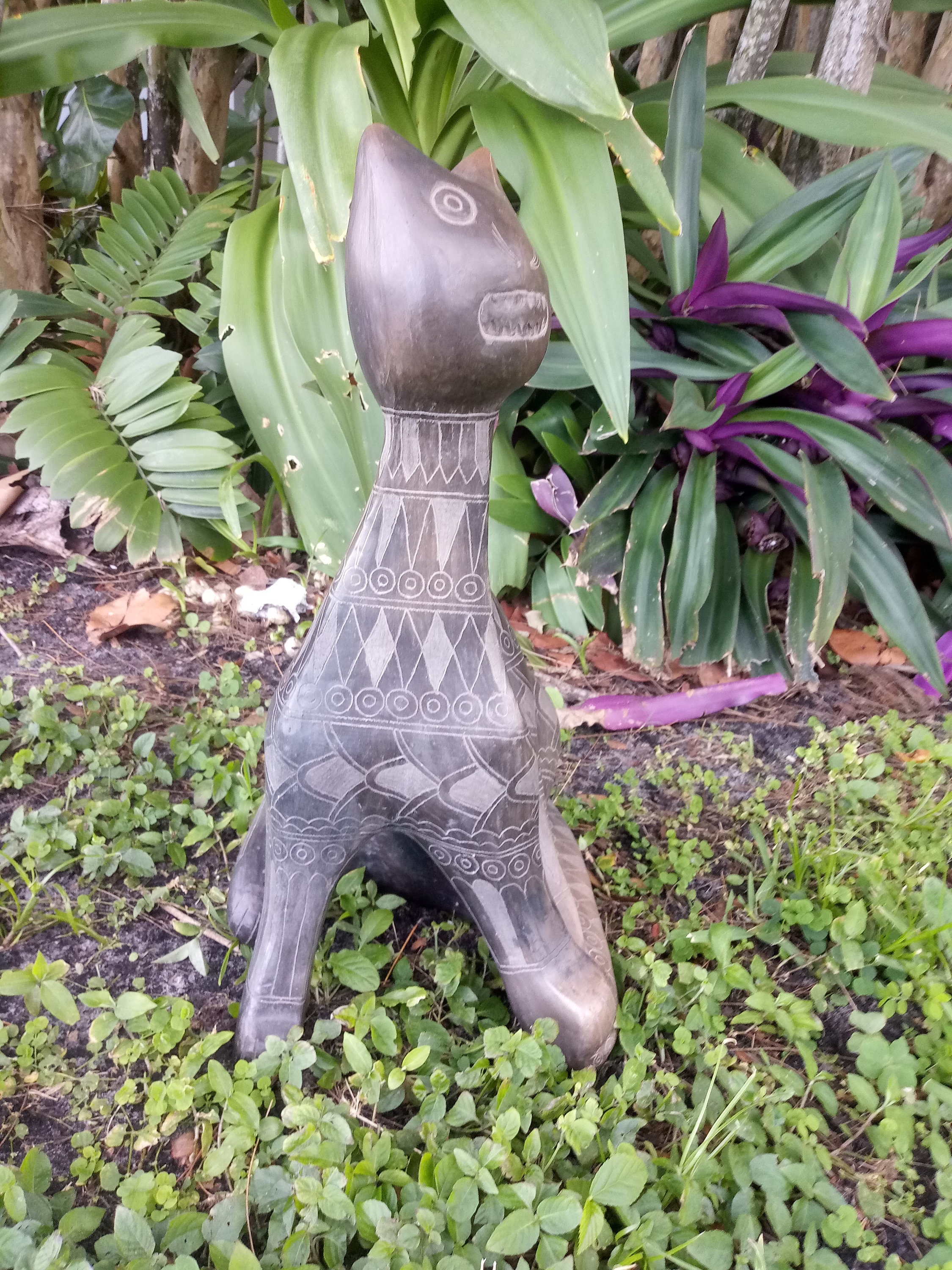 Art sculpture cat statue Mexican garden ceramic pottery feline | Etsy