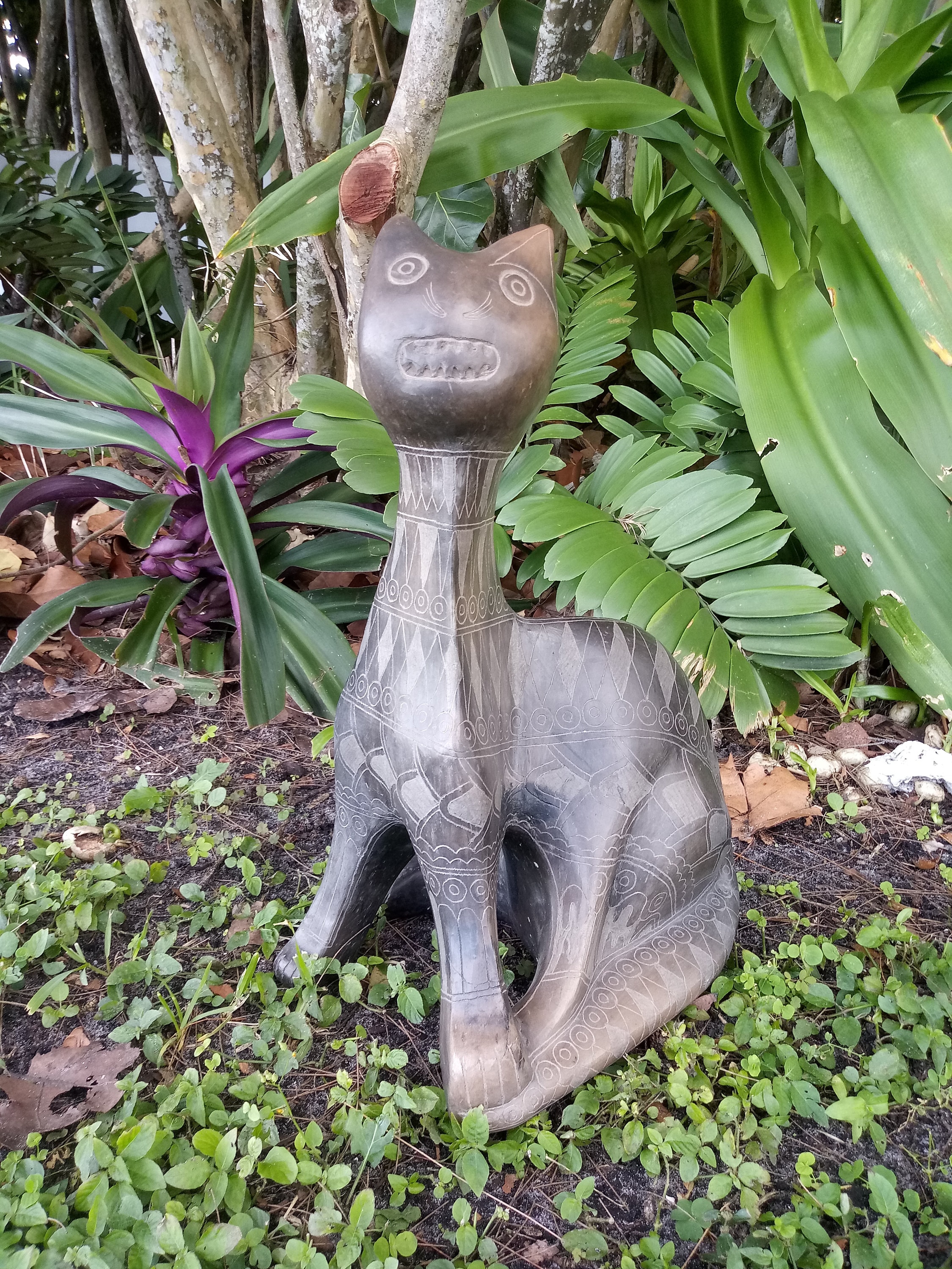 Art sculpture cat statue Mexican garden ceramic pottery feline | Etsy