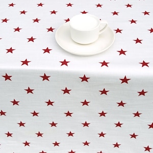 Tablecloth White Burgundy Red Stars Table Cloth , Table Runner ...