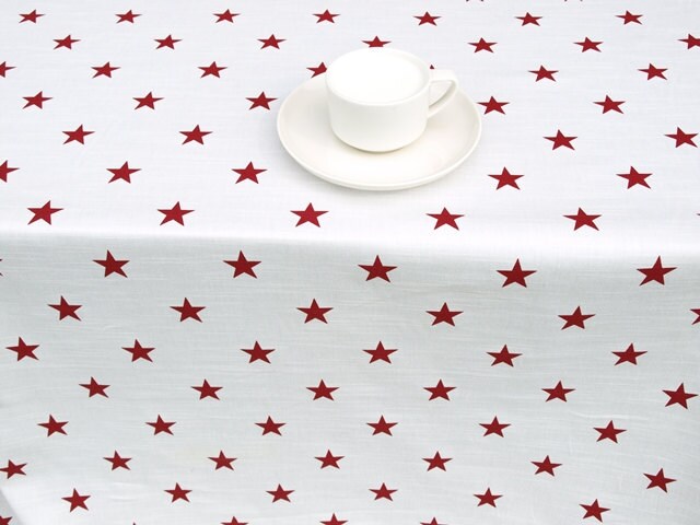 Tablecloth White Burgundy Red Stars Table Cloth Table Runner - Etsy