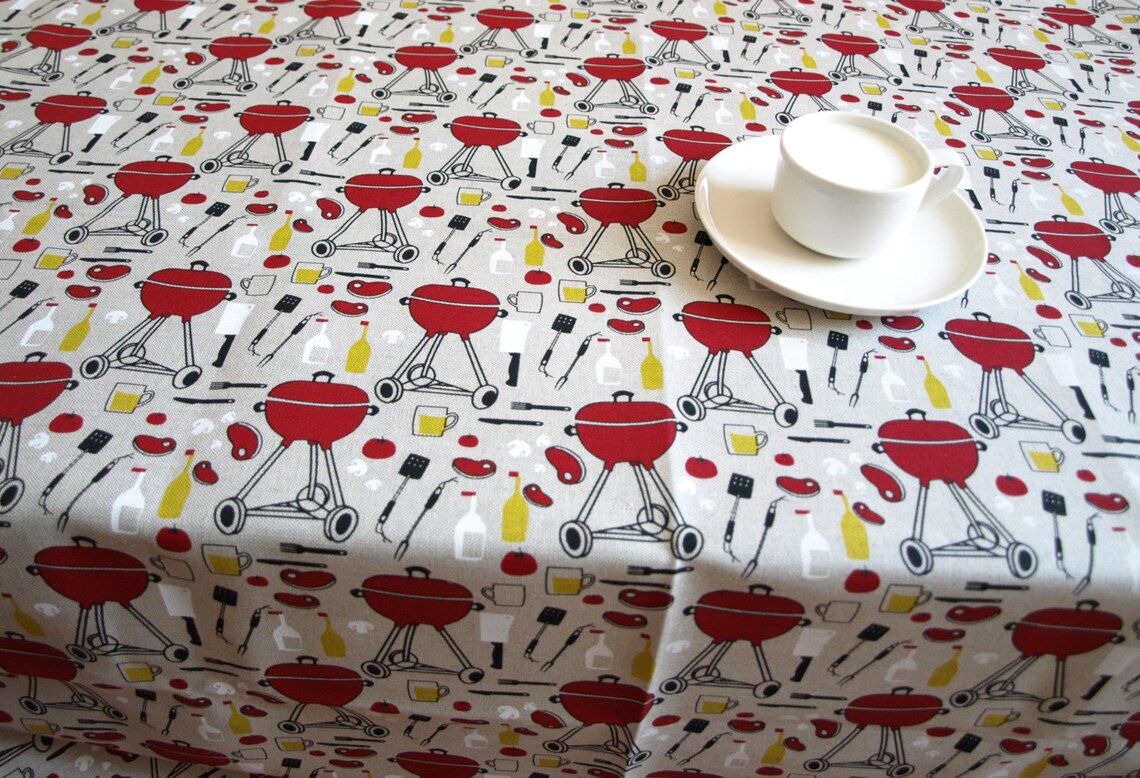 Linen Tablecloth Natural Grey BBQ Picnic Grill Season Eco | Etsy