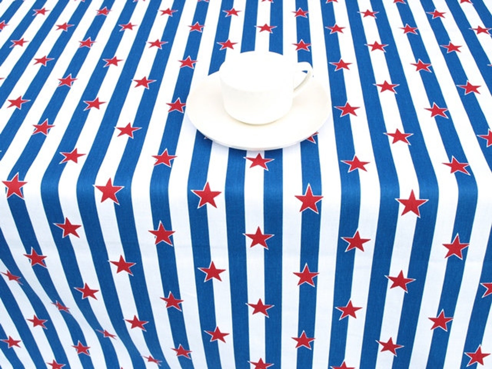 Tablecloth White Navy Blue Stripes Red Stars Striped Table Cloth ...