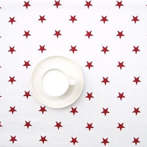 Tablecloth White Burgundy Red Stars Table Cloth , Table Runner ...