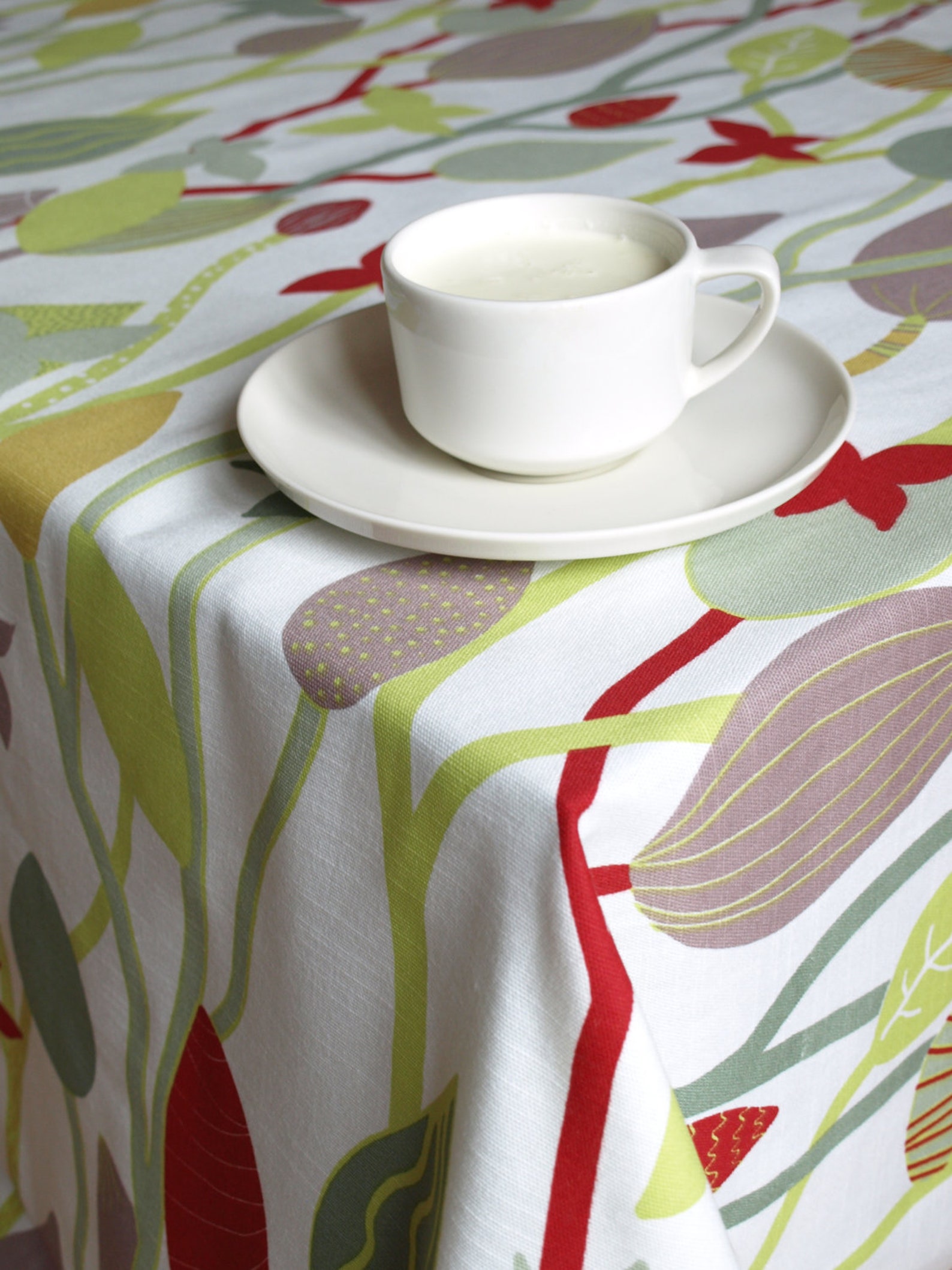 Tablecloth White Grey Green Purple Red Abstract Flower - Etsy