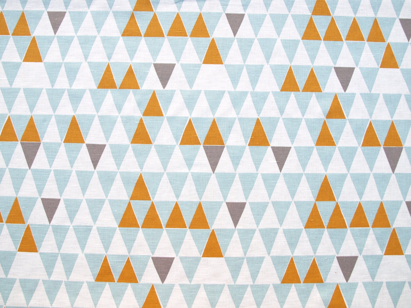 LINEN Curtain Panel White Turquoise Blue Grey Orange Triangles - Etsy