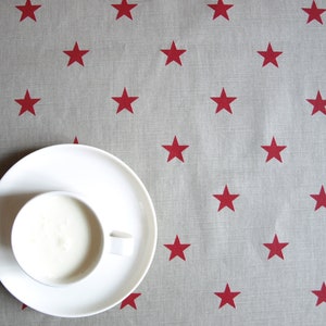 Tablecloth Beige With Red Stars MOISTURE RESISTANT Outdoor Tablecloth ...