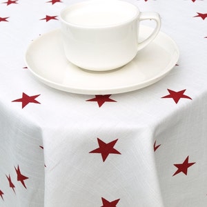 Tablecloth White Burgundy Red Stars Table Cloth , Table Runner ...