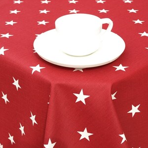 Tablecloth Burgundy Red White Stars Table Cloth , Table Runner ...