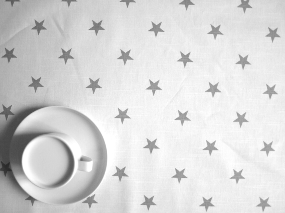 Tablecloth White Grey Stars Cotton Table Cloth Table - Etsy UK
