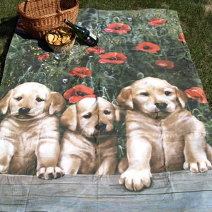 Picnic Blanket Puppies Dogs Digital Photo Print Waterproof XL Picnic ...