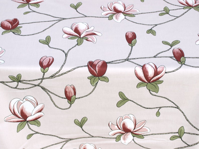 Tablecloth Pale Coral Pink Magnolia Flowers Green Leaves Tree - Etsy
