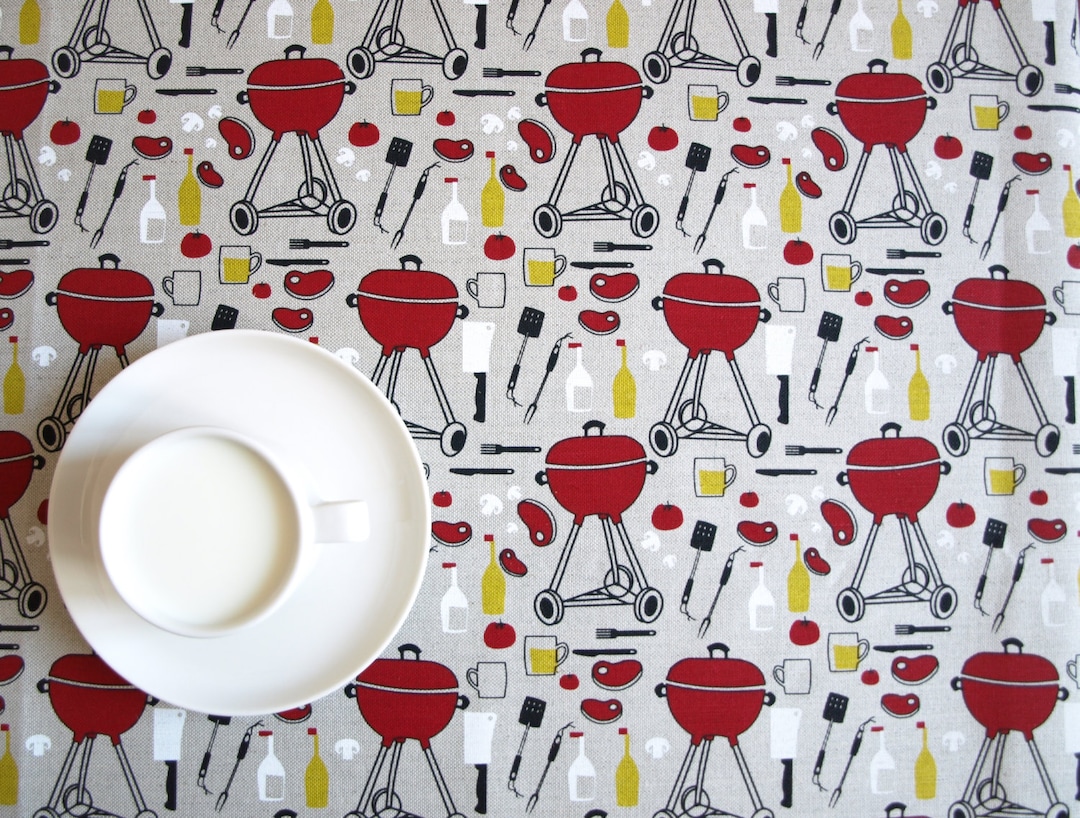 Linen Tablecloth Natural Grey BBQ Picnic Grill Season Eco Friendly ...