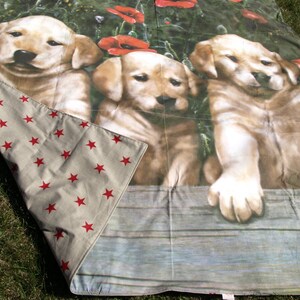Picnic Blanket Puppies Dogs Digital Photo Print Waterproof XL Picnic ...
