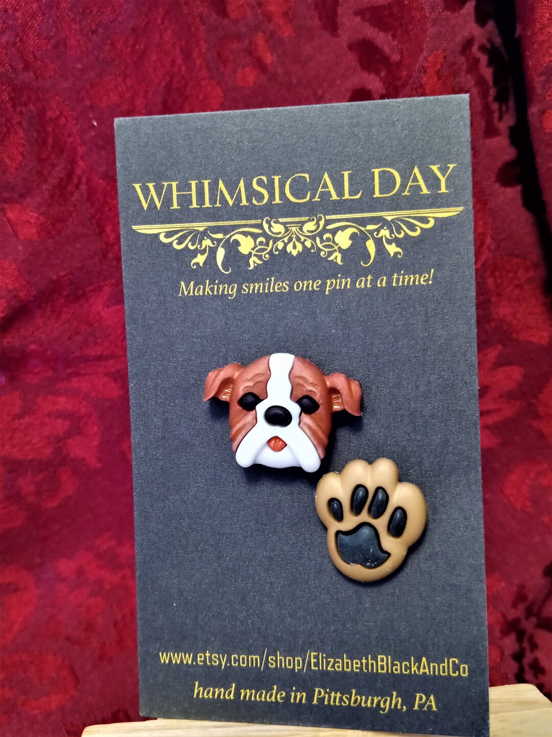 Dog Pin, Boxer Dog Brooch With Paw Print, Boxer Dog Pin, Dog Breed Pin ...