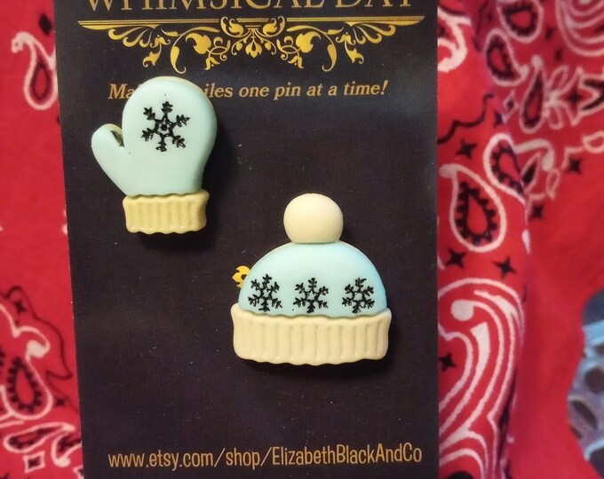 Winter Mitten Pin Winter Mitten Brooch Tossel Cap Brooch - Etsy