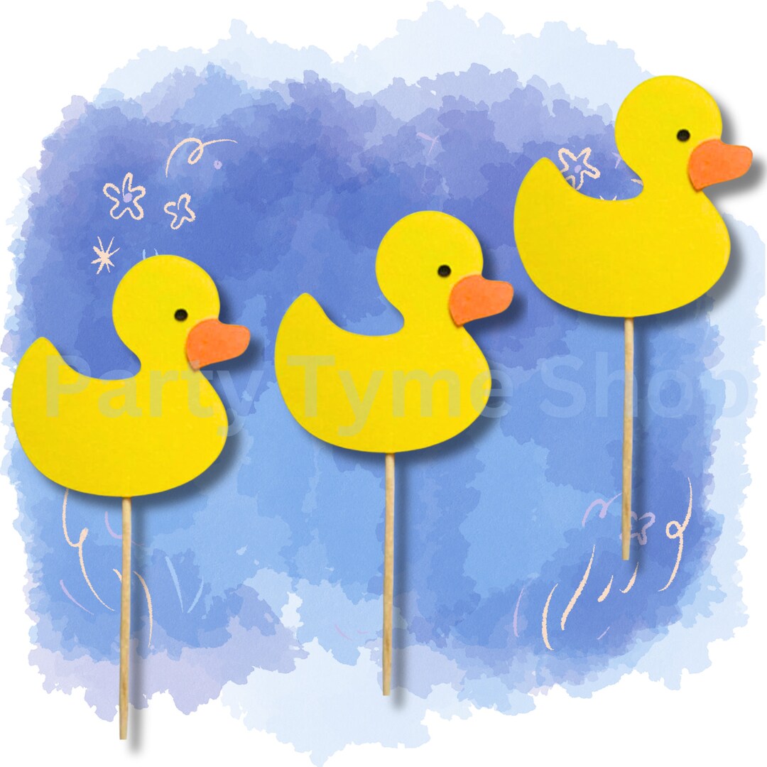 12 Duck Cupcake Toppers, Rubber Duck, for Birthday Party or Baby Shower ...