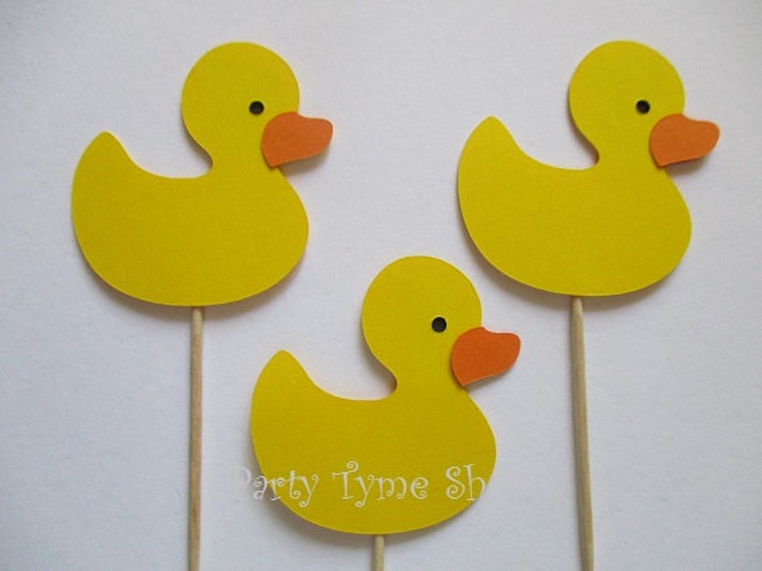 24 Duck Cupcake Toppers, Rubber Duck, for Birthday Party or Baby Shower ...