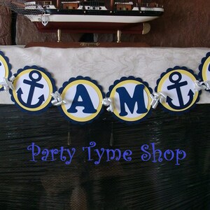 12 Navy Blue and Yellow Anchor Cupcake Toppers Banner - Etsy