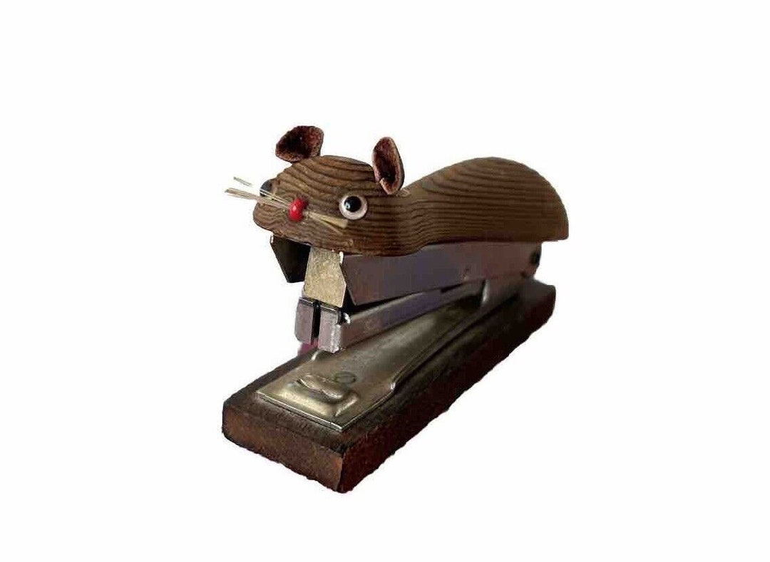 Cryptomeria Wood MOUSE Stapler Vintage 80's Otagiri Desktop - Etsy