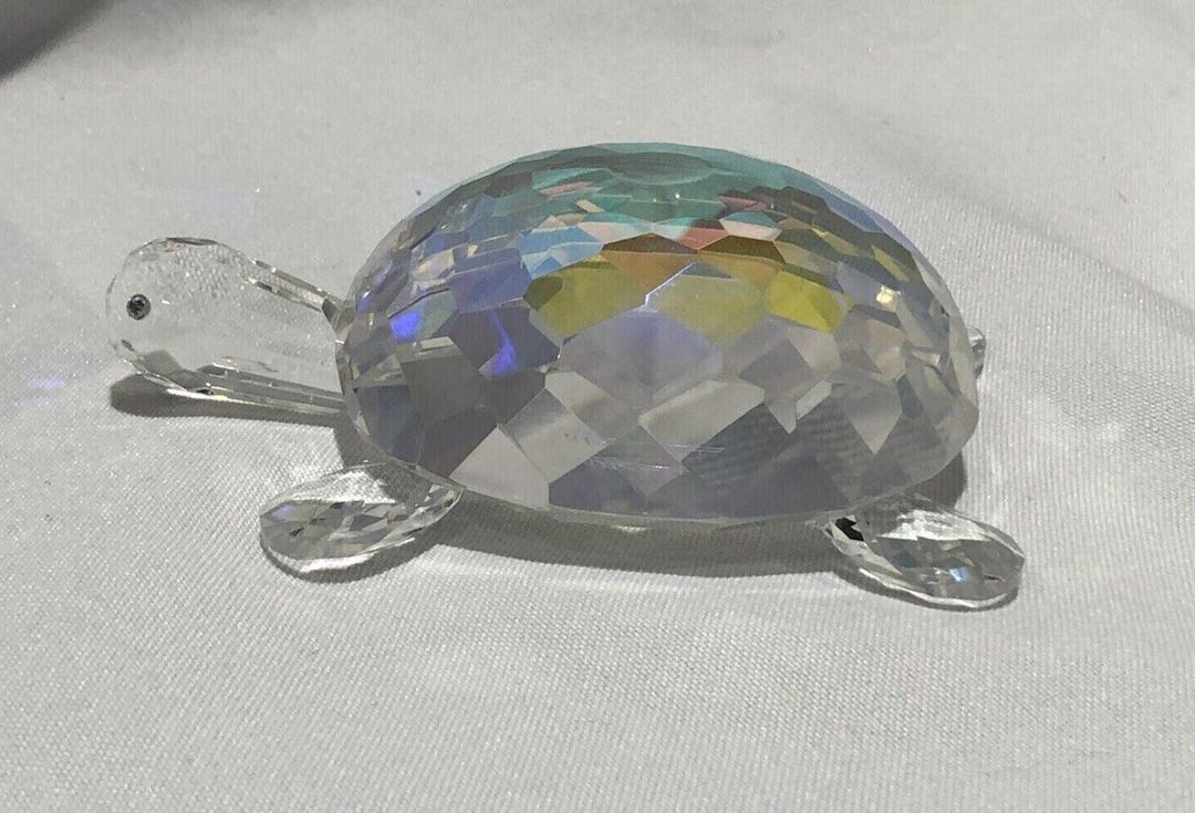 Rainbow Swarovski Crystal Turtle Paperweight Signed by Maker Oleg ...