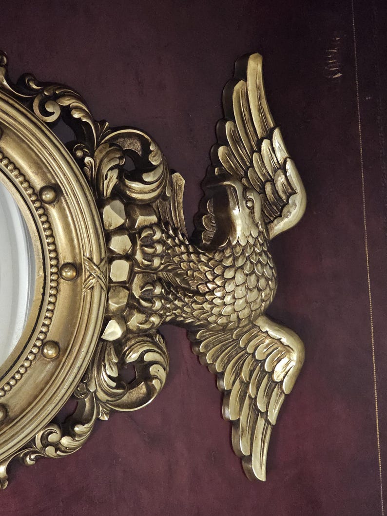 Syroco Federal Eagle Gold Toned Mirror Convex Regency Style Vintage ...