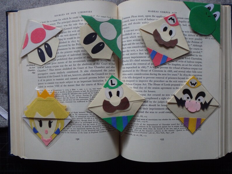 Laminated Videogame Corner Bookmark Mario Luigi Wario Toad | Etsy
