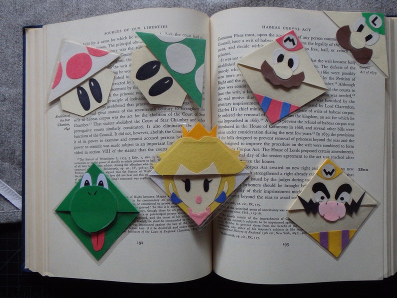 Laminated Videogame Corner Bookmark Mario Luigi Wario Toad | Etsy