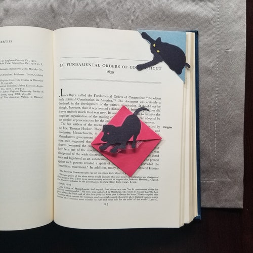 Black Cat or Dog Laminated Corner Bookmark - Etsy