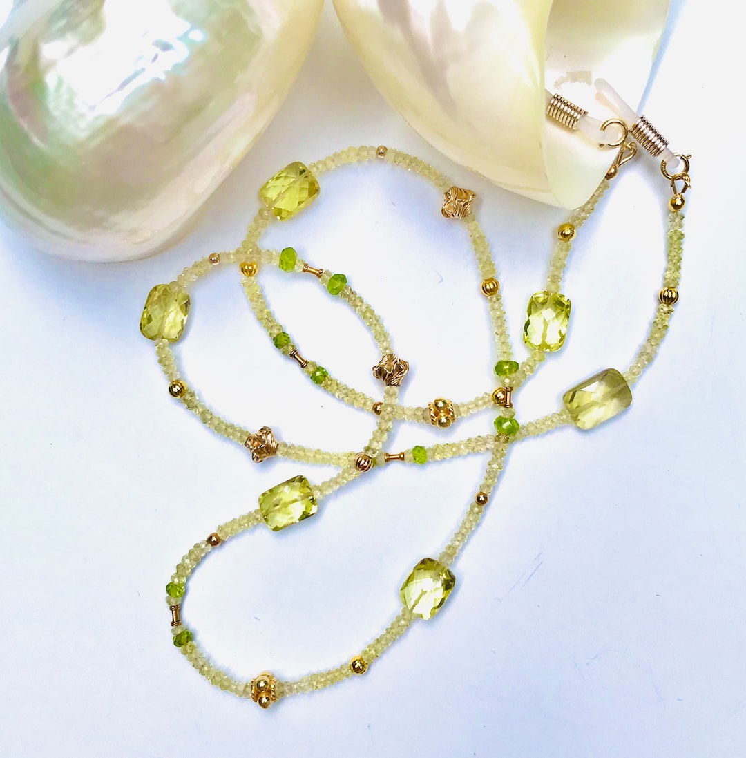 22k Gold Filled Sunglass Chain, Lemon Citrine Peridot Necklace - Etsy
