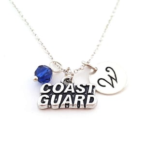 Coast Guard Charm Military Necklace Swarovski Birthstone Custom Initial ...