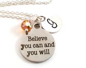 Believe You Can and You Will Inspirational Quote Swarovski - Etsy