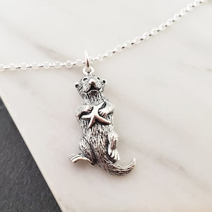 Sea Otter Sterling Silver Charm Necklace - Beach Jewelry - Handmade ...