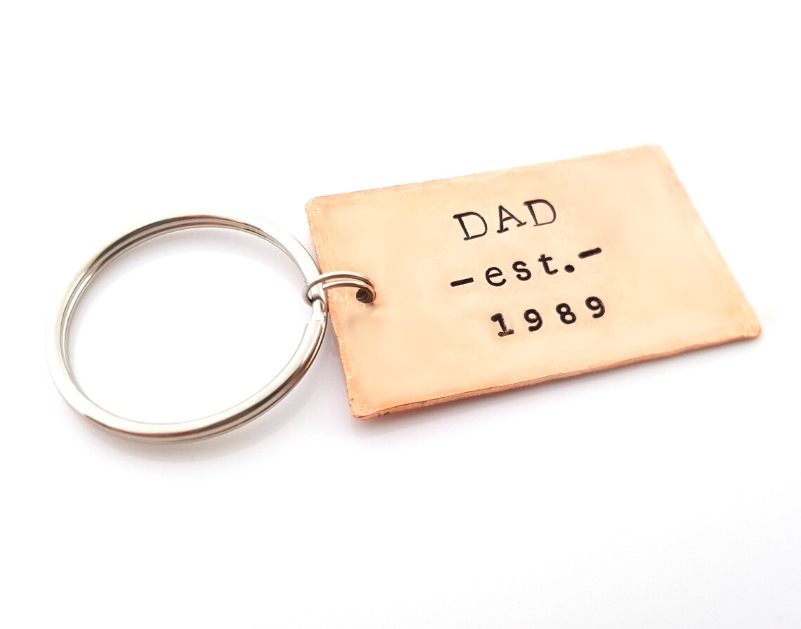 Dad Key Chain Hand Stamped Key Chain Gift Idea Gift for | Etsy
