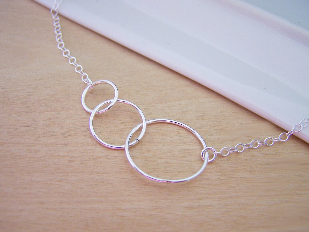 Dainty Triple Infinity Circle Link Sterling Silver Necklace / Gift for ...