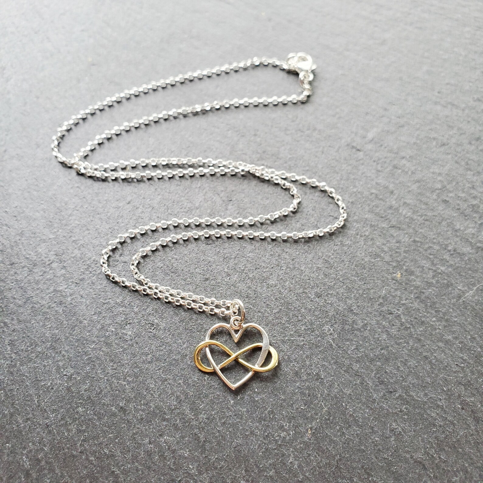 Infinity Heart Charm With Bronze Infinity Necklace Sterling - Etsy