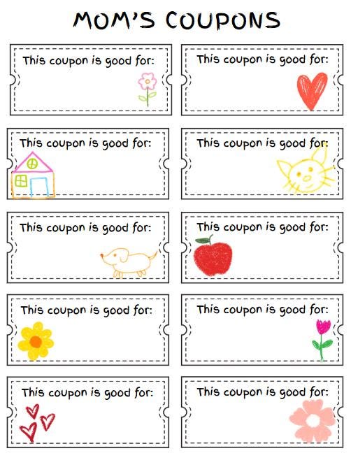 Mother’s Day Coupon Book – Printable Gift From Kids | 30 Prefilled ...