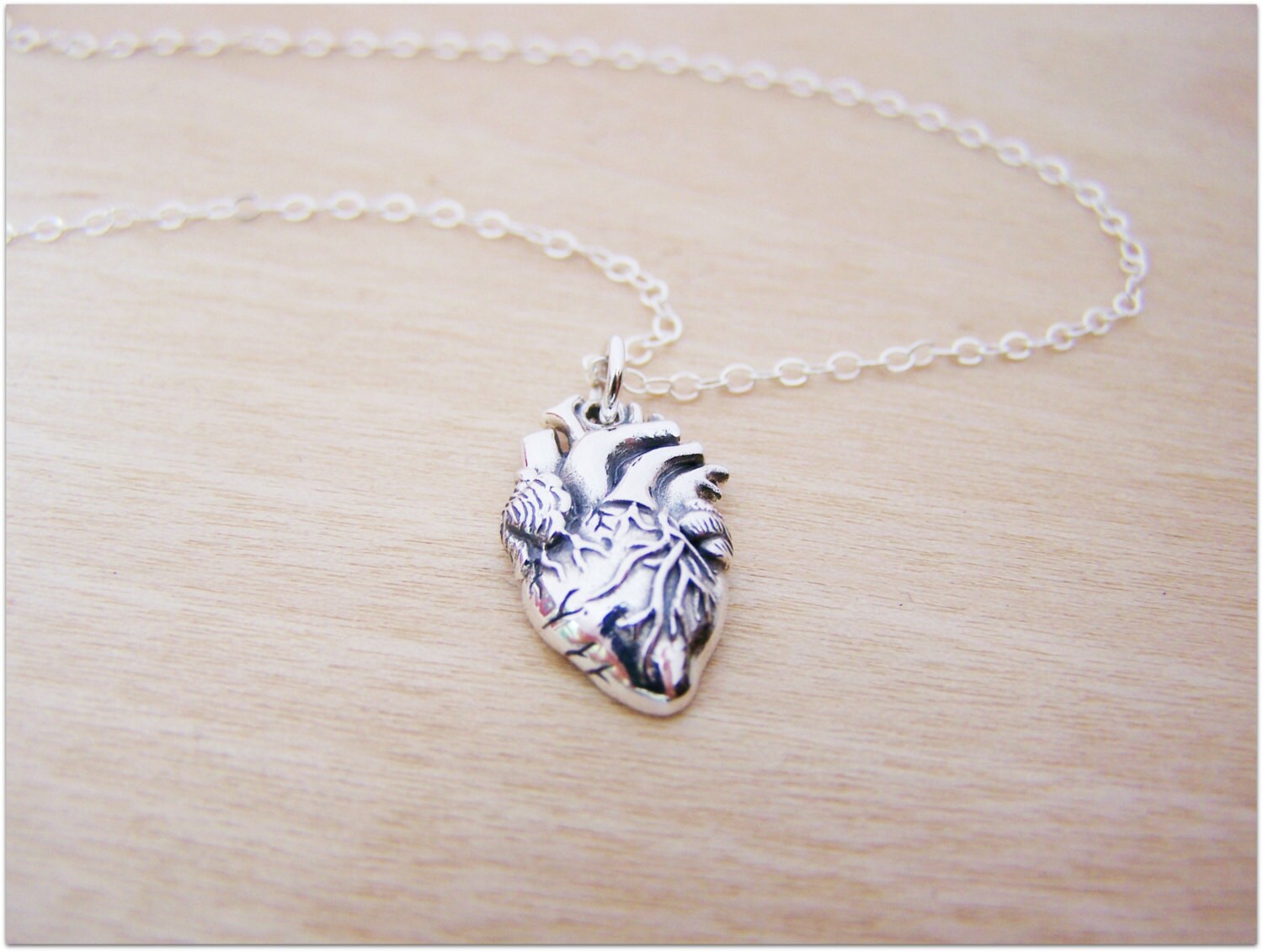 Anatomical Heart Necklace Real Heart Charm Sterling Silver - Etsy
