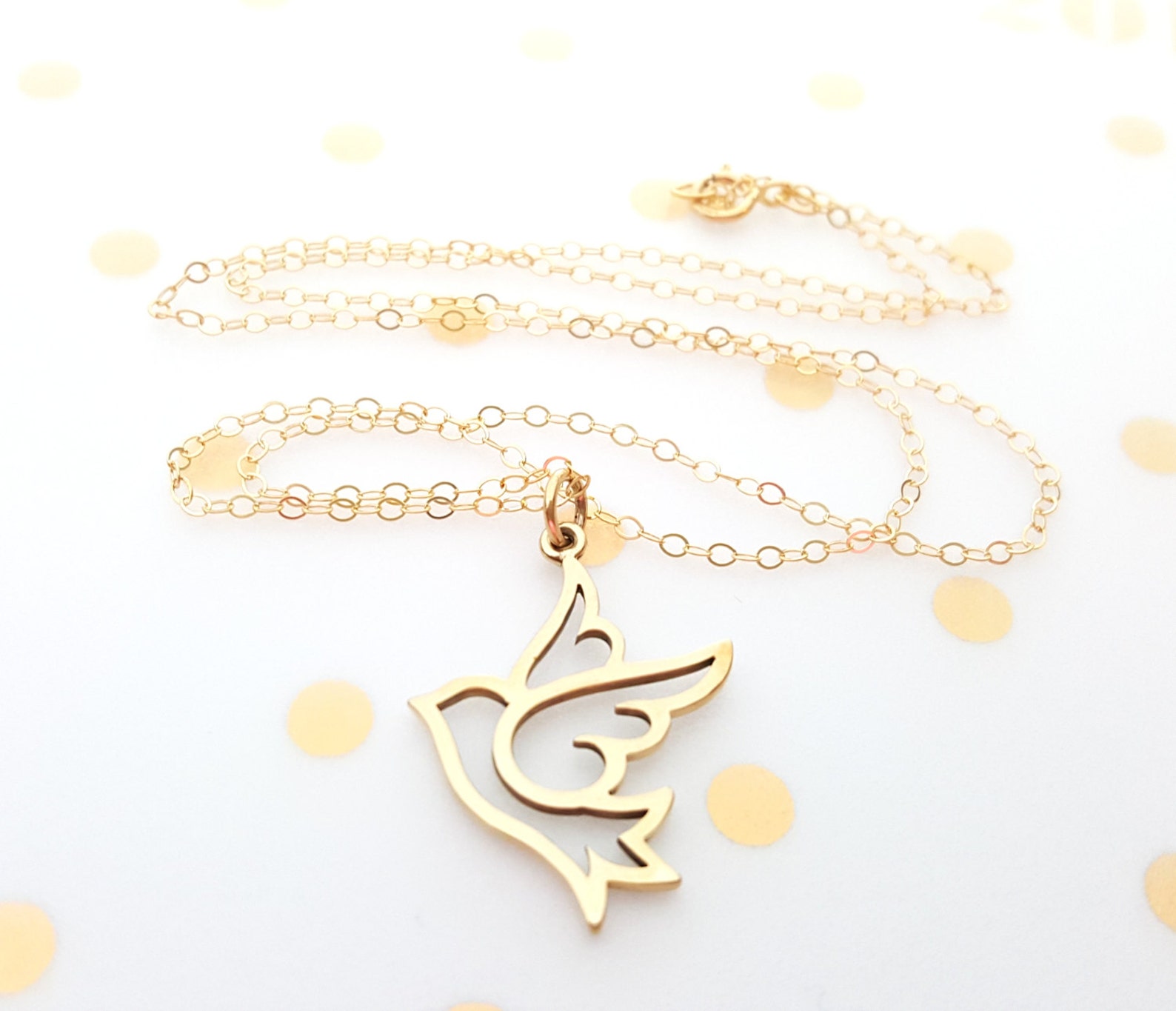 Gold Bird Charm Necklace 14k Gold Fill Simple Jewelry - Etsy