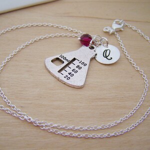 Chemistry Beaker Geek Charm Birthstone Initial Personalized Sterling ...