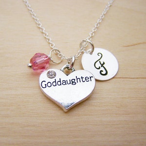 Goddaughter Charm Necklace - Swarovski Birthstone Initial Personalized ...