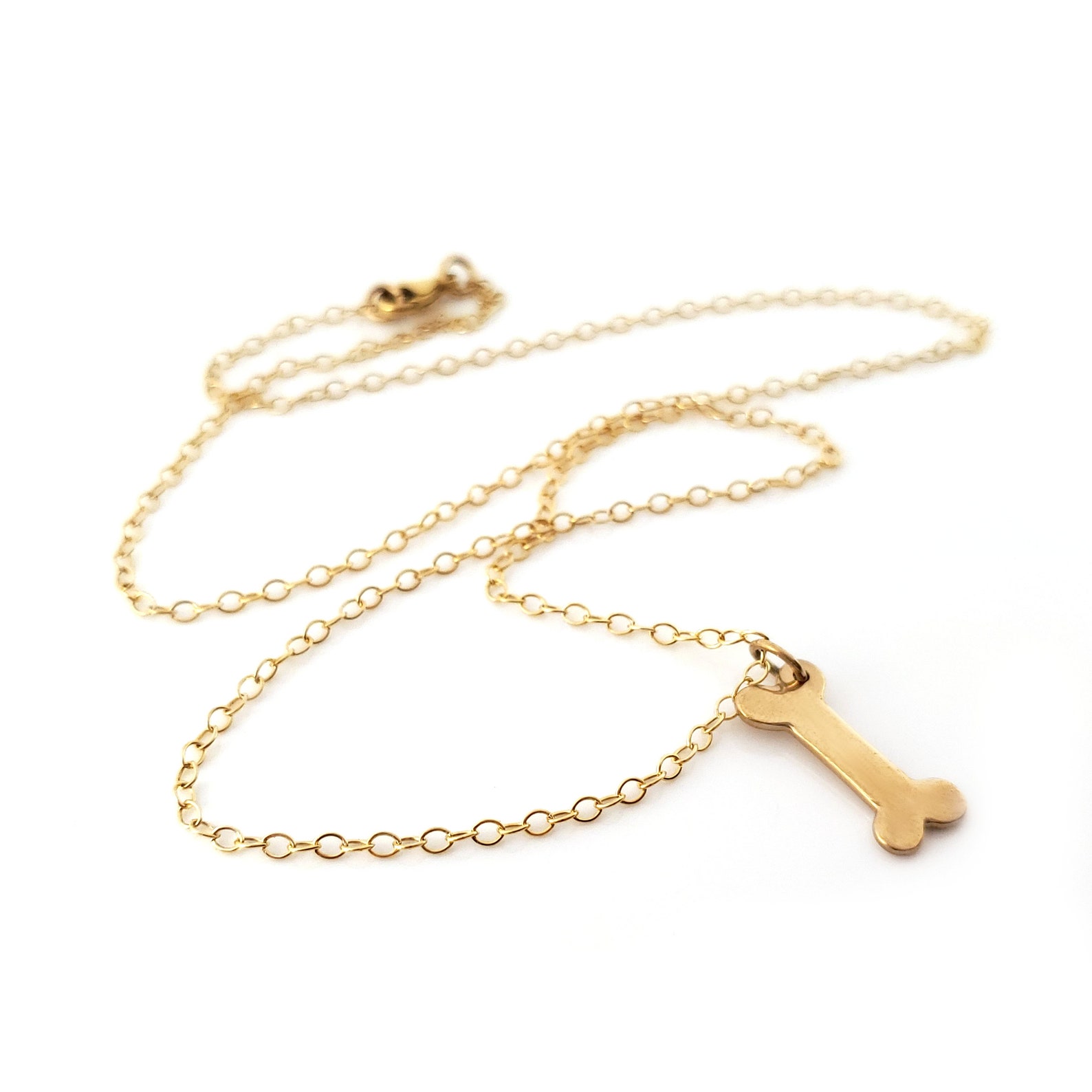 Dog Bone Charm 14k Gold Filled Dainty Necklace - Gift for Her - Etsy