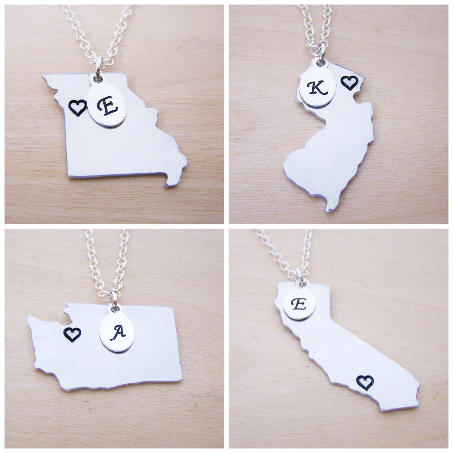 Hand Stamped Heart Nebraska State Sterling Silver Necklace / Gift for ...
