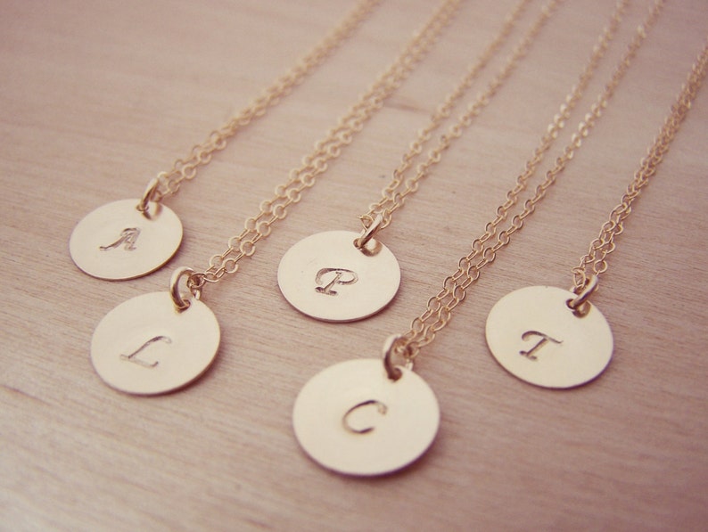 Initial Disc 14k Yellow Gold Filled Personalized Monogram - Etsy