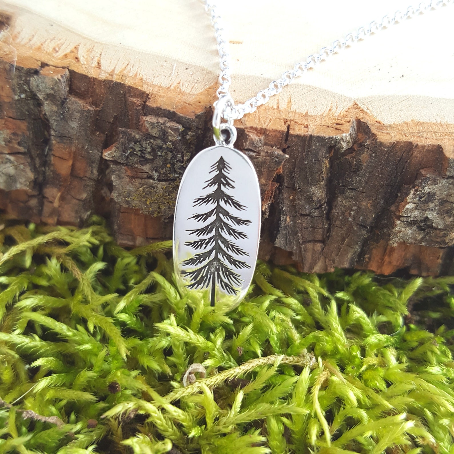 Pine Tree 925 Sterling Silver Charm Necklace Christmas Tree - Etsy