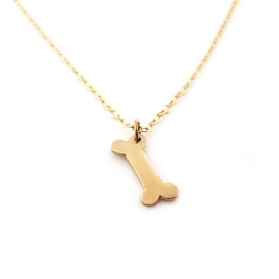 Dog Bone Charm 14k Gold Filled Dainty Necklace Gift for Her | Etsy
